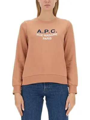 A.p.c. Sweatshirt With Logo - Pink