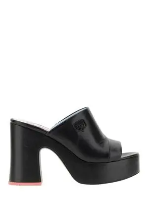 CHIARA FERRAGNI Eyelike Leather Sandals - Black