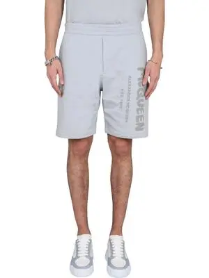 Alexander McQueen Bermuda Shorts With Logo - Azure