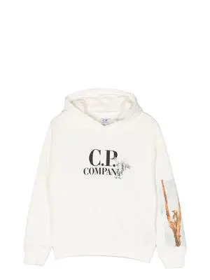 C.P. COMPANY Graphic Logo Hoodie - White