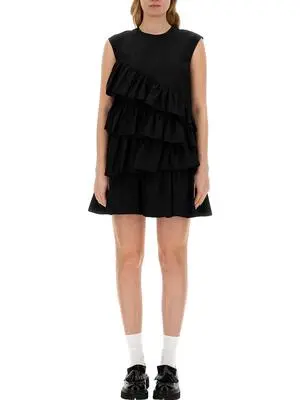 MSGM Ruffled Cotton Dress - Black
