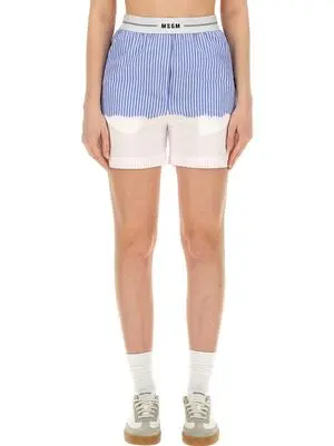 MSGM Shorts With Logo Band - Baby Blue