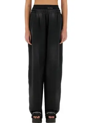Alexander Wang Wide Leg Pants With Logo - Black