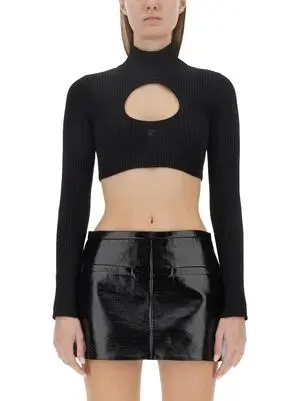 COURREGES Cropped Shirt - Black