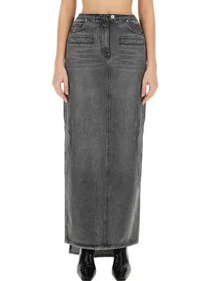 COURREGES Denim Regular Fit Skirt - Grey