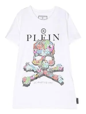 Philipp Plein Maxi T-shirt With Skull Graphic - White