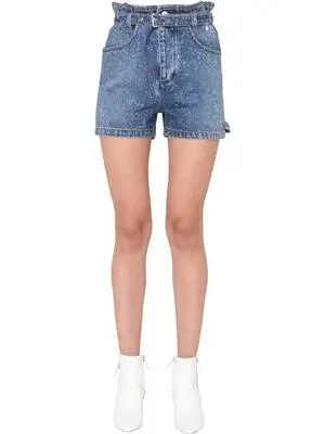 MSGM Denim High-waisted Shorts - Blue