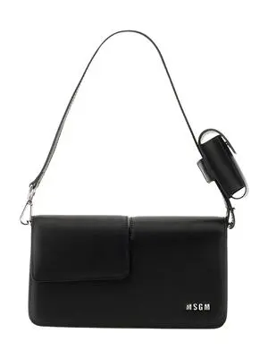 MSGM Baguette Bag With Double Flap And Logo - Black