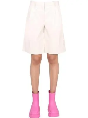 MSGM Faux Leather Bermuda Shorts - Ivory