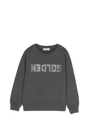 GOLDEN GOOSE Crewneck Sweatshirt With Crystals - Charcoal
