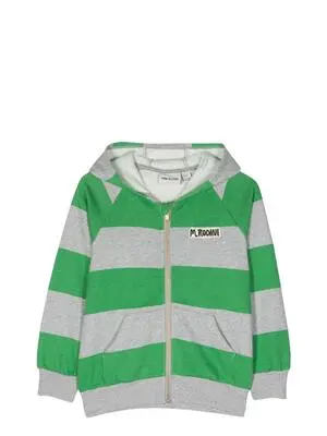 MINI RODINI Striped Zip-up Hoodie - Green