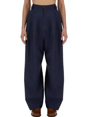 ALYSI Wide Leg Canvas Pants - Blue