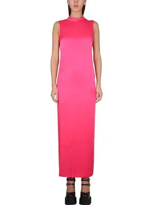 Versace Long Dress With Ring Neckline - Fuchsia