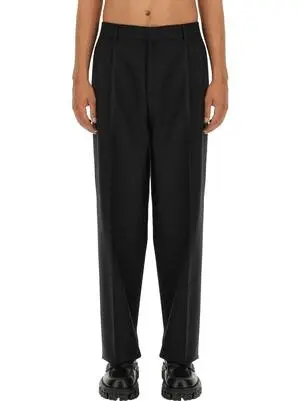 Versace Wide Leg Wool Pants - Black