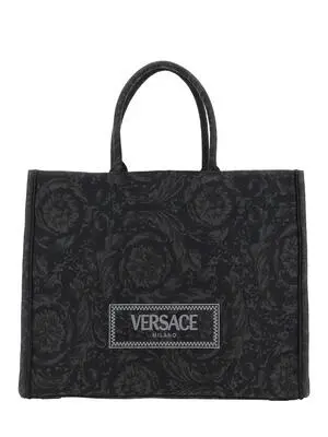 Versace Large Athena Baroque Shopper - Black