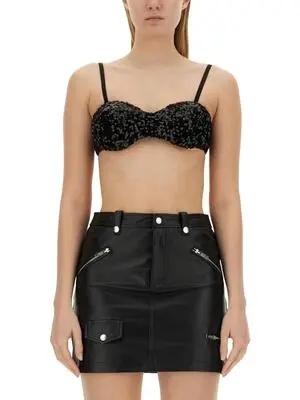 Moschino Cropped Sequined Top - Black
