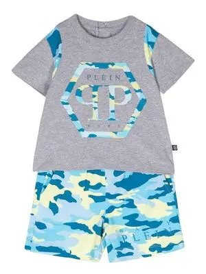Philipp Plein Camouflage T-shirt And Shorts Set - Multicolour