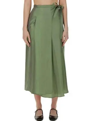 Aspesi Midi Skirt With Bow - Green