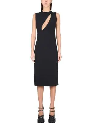 Versace Sleeveless Midi Dress With Cutouts - Black