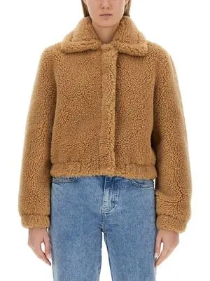 Moschino Regular Fit Furry Jacket - Beige