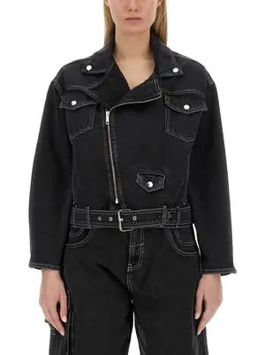 Moschino Regular Fit Denim Jacket - Black