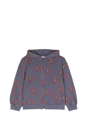 BOBO CHOSES Masks All Over Zipped Hoodie - Blue
