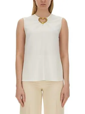 Moschino Blouse With Heart Applique - White