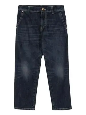 Versace Embroidered Logo Trousers - Denim