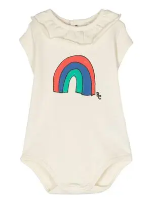 BOBO CHOSES Rainbow Ruffle Collar Body - White