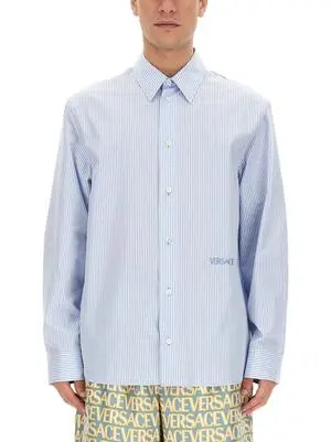 Versace Seashell Baroque Striped Shirt - Multicolour