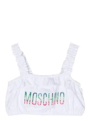 Moschino Headband Top With Logo Straps - White
