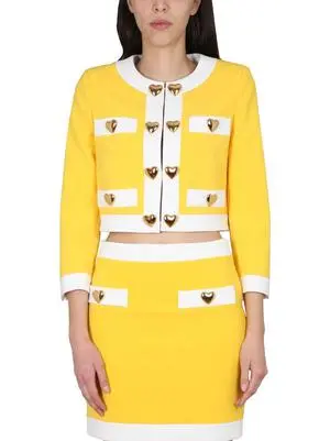 Moschino Crepe Jacket With Heart Buttons - Yellow