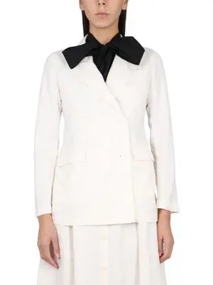 Aspesi Double-breasted Jacket With Peak Lapels - Ivory