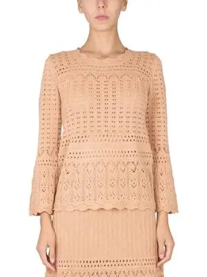 Moschino Wool Blend Crewneck Sweater - Beige