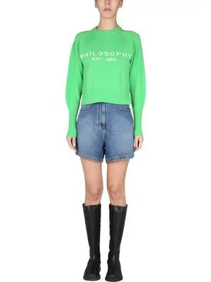 Philosophy Di Lorenzo Serafini Sweater With Logo Inlay - Green