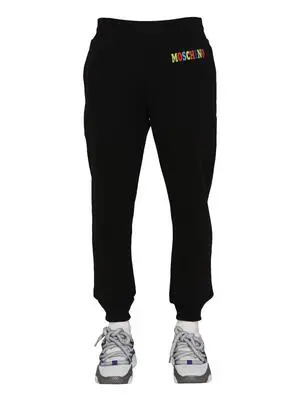 Moschino Multicolor Logo Jogging Pants - Black
