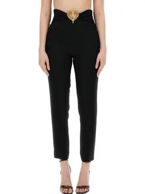 Moschino Slim Fit Pants With Applique - Black