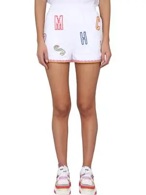 Moschino Bermuda Shorts With Embroidered Logo - White