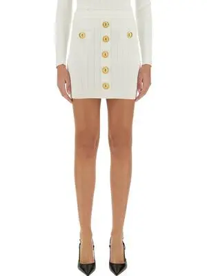 Balmain Knit Skirt - White