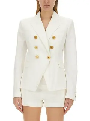 Balmain Six-button Cotton Jacket - White