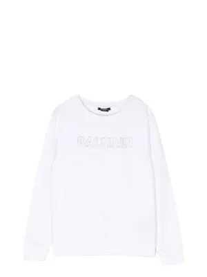 Balmain Logo Crewneck Sweatshirt - White