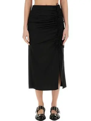 GANNI Slim Fit Longuette Skirt - Black