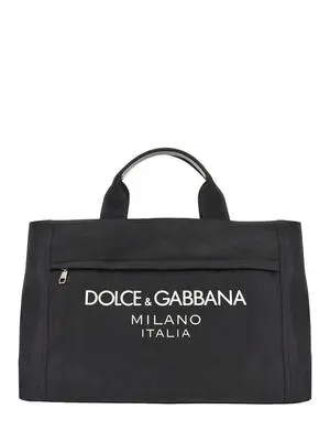 Dolce & Gabbana Nylon Duffle Bag With Logo - Black