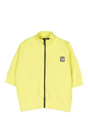 Dkny Zippered Short Sleeve Cardigan - Yellow