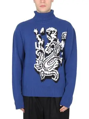 Etro Inlaid Jacquard Turtleneck Sweater - Blue