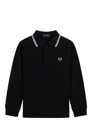 Fred Perry Twin Tipped Long Sleeve Polo Shirt - Black