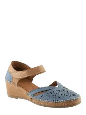 SPRING STEP SHOES Ezlyn Ankle Strap Wedge Pump - Denim Multi