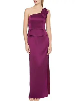 KAY UNGER Kiara One-shoulder Gown - Mulberry