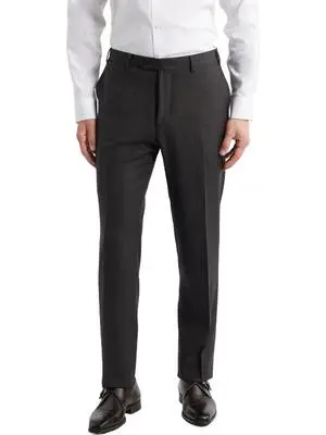 Canali Siena Regular Fit Super 130s Wool Dress Pants - Black