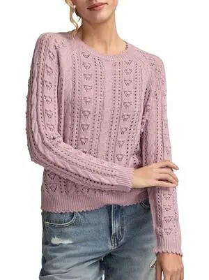 Lucky Brand Pointelle Crewneck Sweater - Dawn Pink
